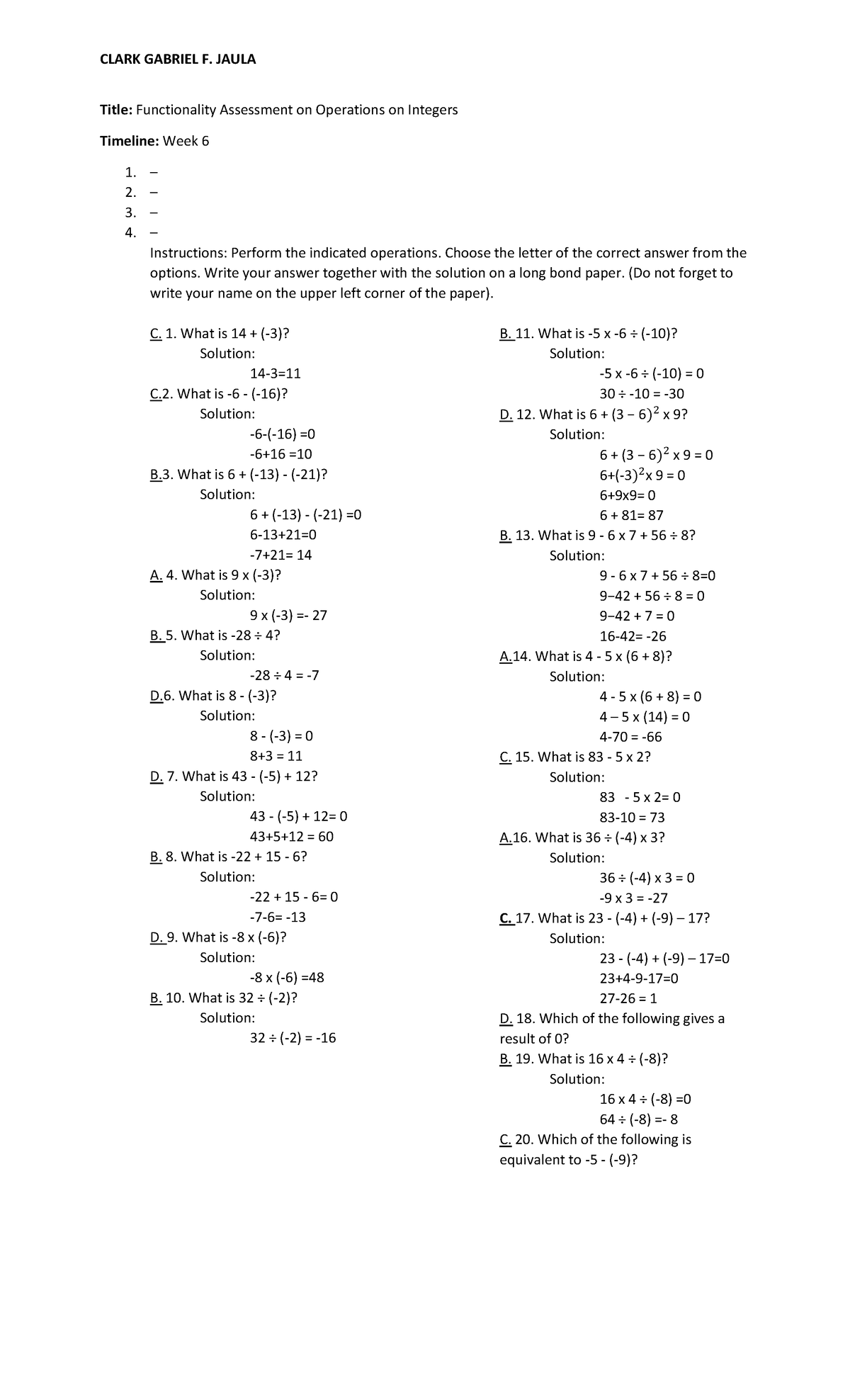 Gen Math Week6-7 Activities - Title: Functionality Assessment on ...