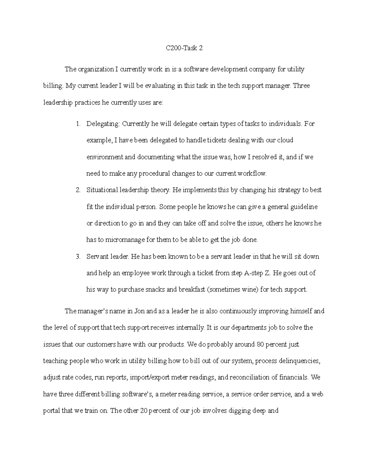 Ben Randall C200 task 2 - task 2 - C200-Task 2 The organization I ...