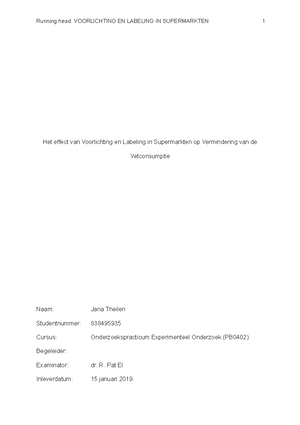 Experimenteel onderzoek uitgewerkt - Bedreigers van de interne en ...