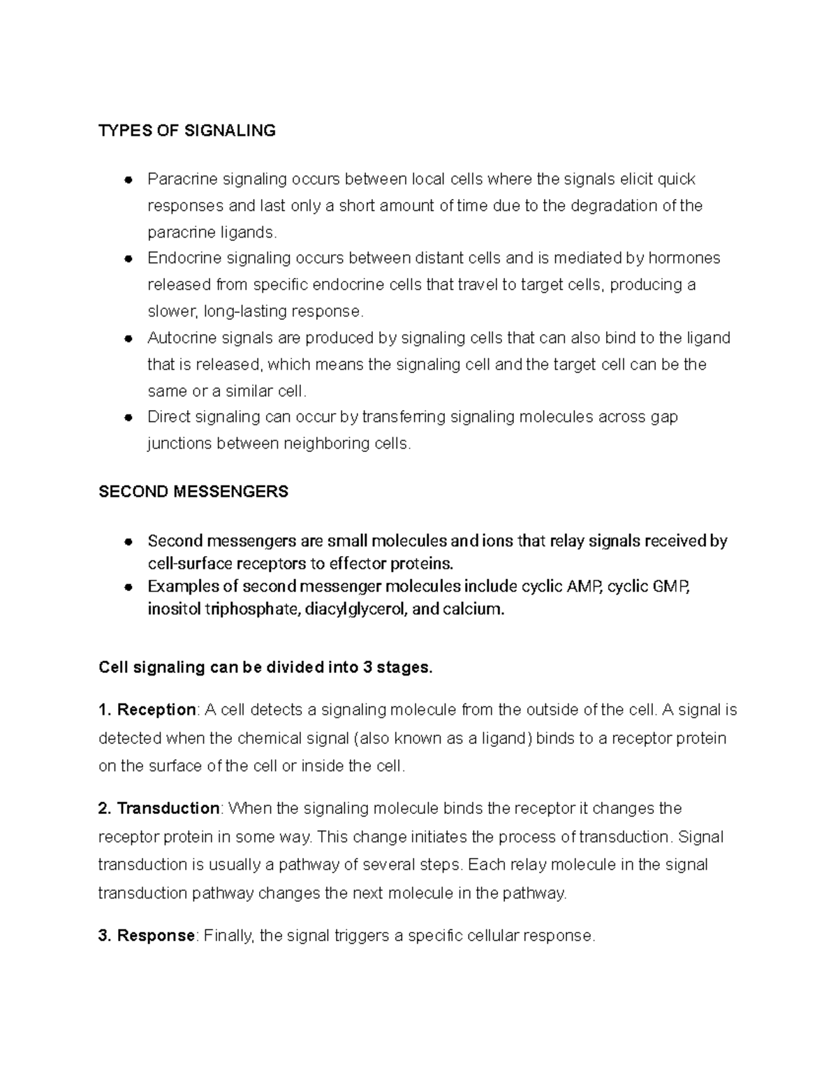 Types OF Signaling - full - TYPES OF SIGNALING Paracrine signaling occurs between local cells ...