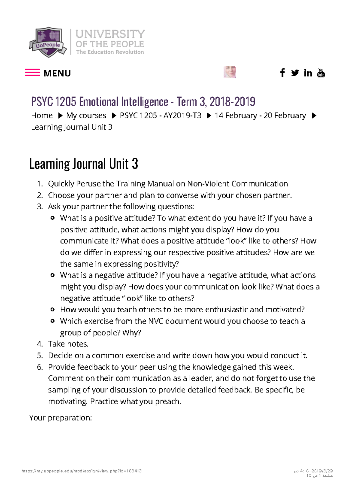 Written Assignment Unit 3 - MENU & %! " # $ Home My courses PSYC 1205 - AY2019-T3 14 - Studocu