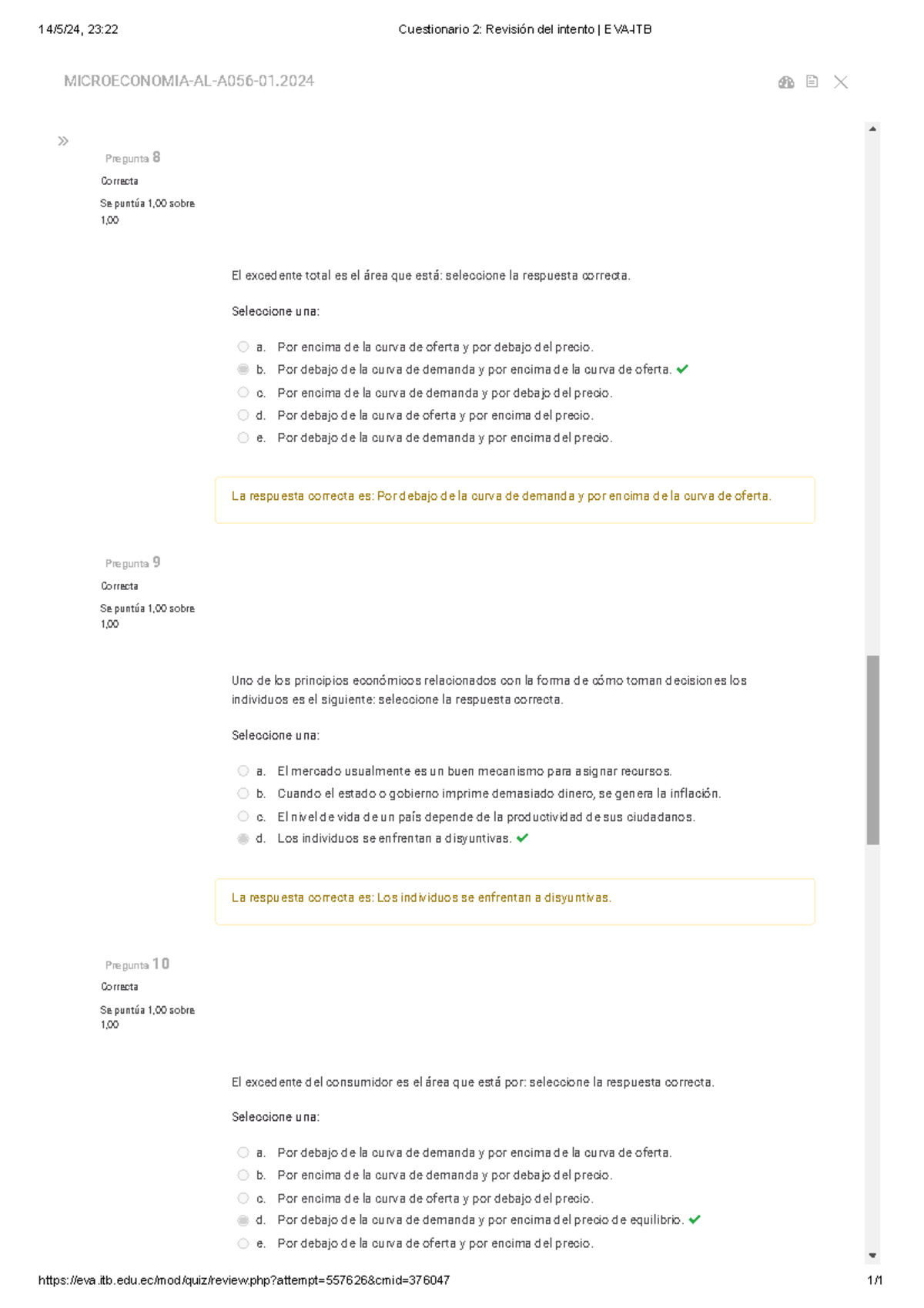 Cuestionario 2 Revisión del intento EVA-ITB - Pregunta 8 Correcta Se ...