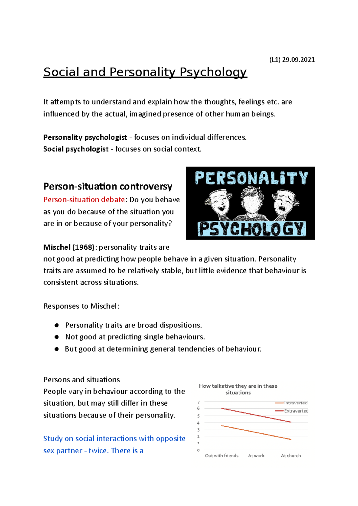 PS1030 - Social and Personality Psychology - (L1) 29. Social and ...