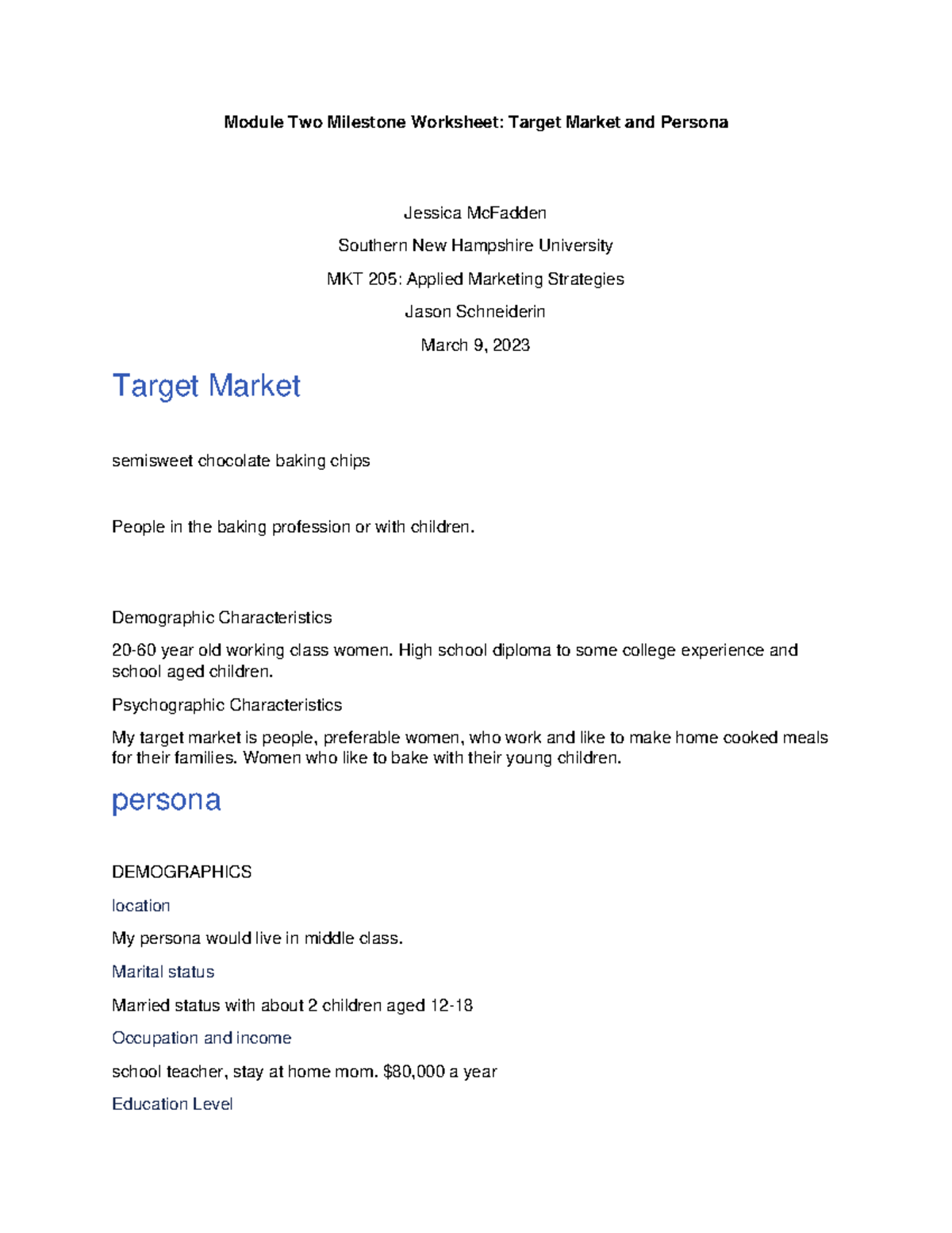 Mar2-2milestone - assignment - Module Two Milestone Worksheet: Target ...