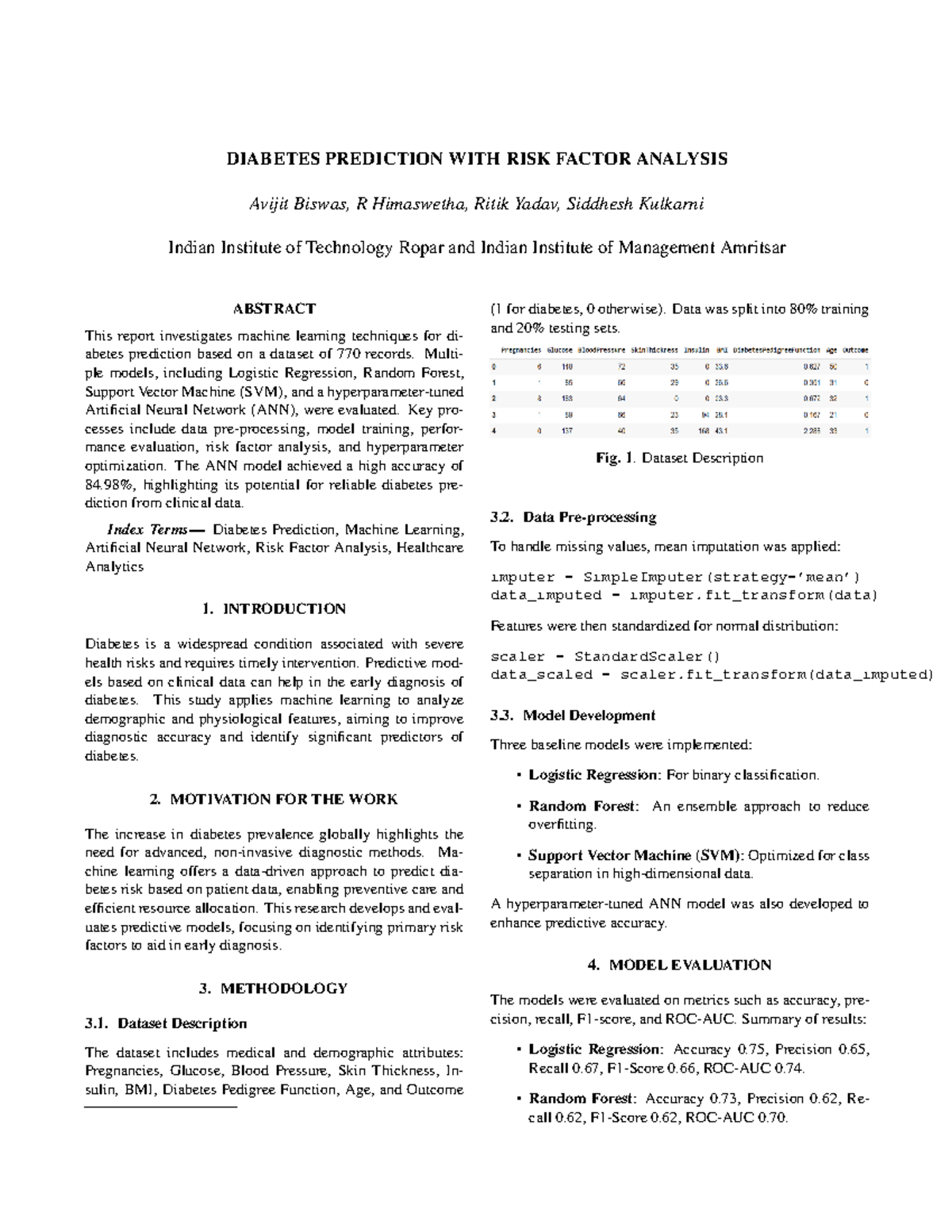 Final AI H Report - asdsadsad - DIABETES PREDICTION WITH RISK FACTOR ...