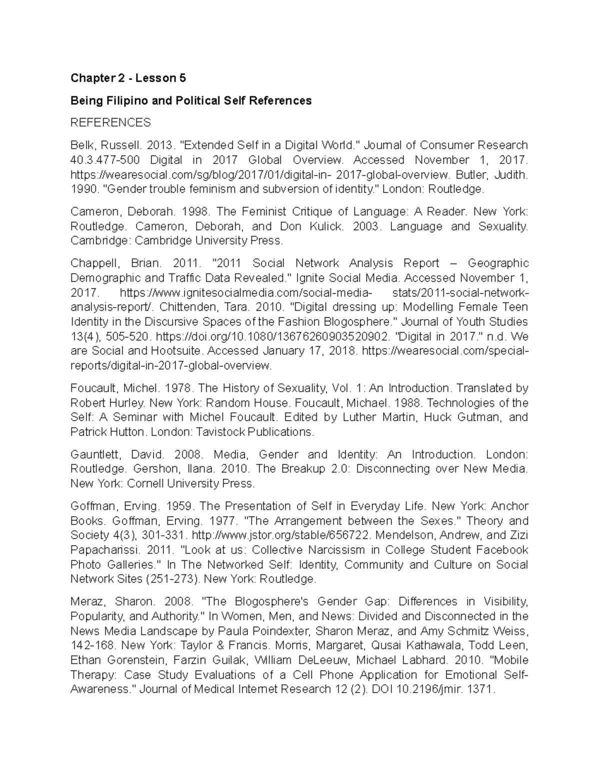 Being Filipino and Political Self References - Chapter 2 - Lesson 5 ...