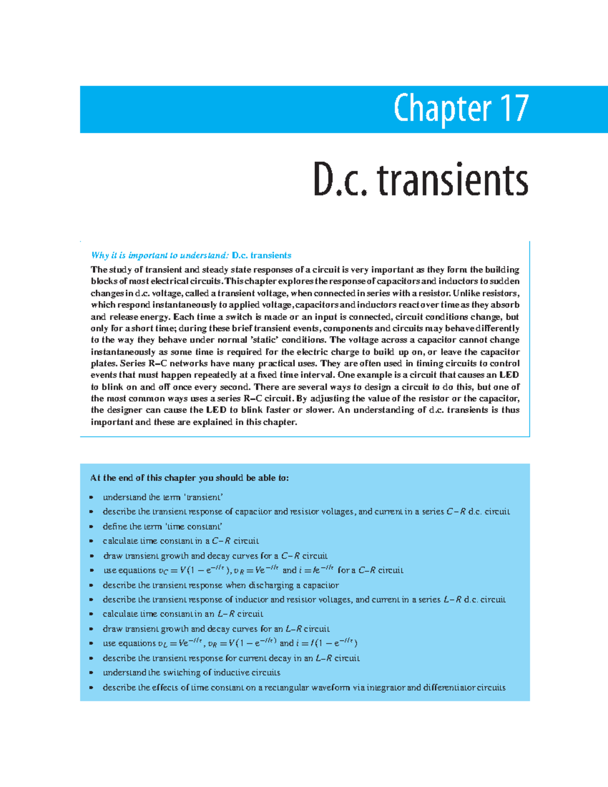 Electrical circuit notes p7 - Chapter 17 D. transients Why it is ...