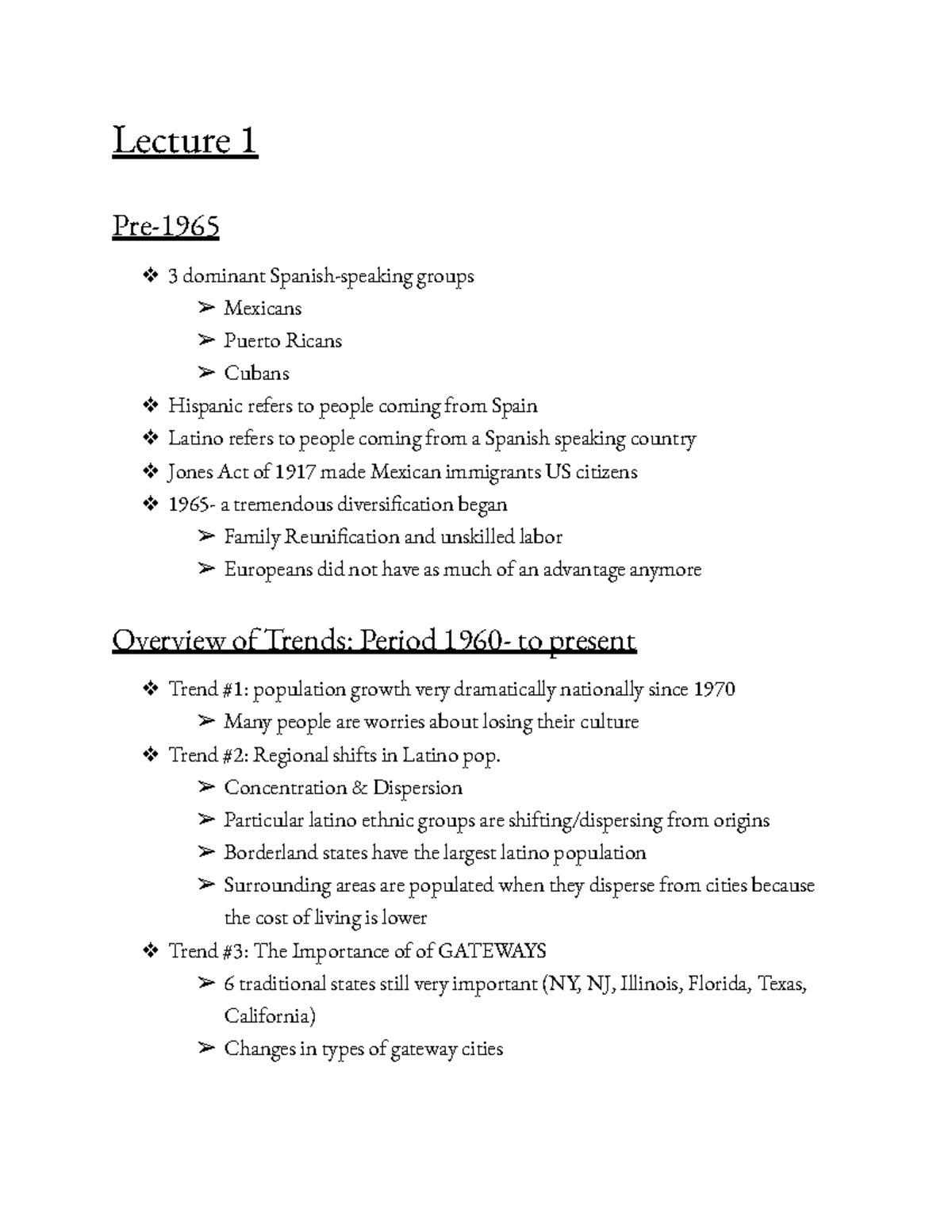 Geog 103- Lecture 1 - Lecture 1 Pre- 3 dominant Spanish-speaking groups ...