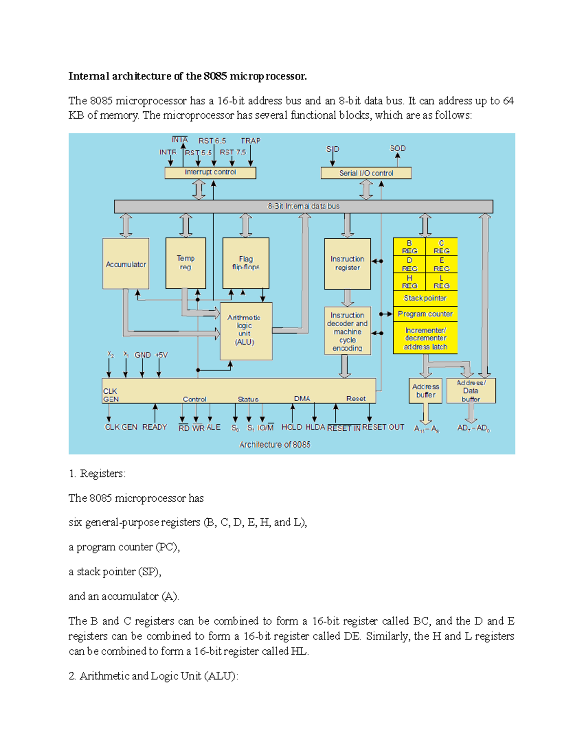 Internal architecture of 8085 microprocessor - Internal architecture of the 8085 microprocessor ...
