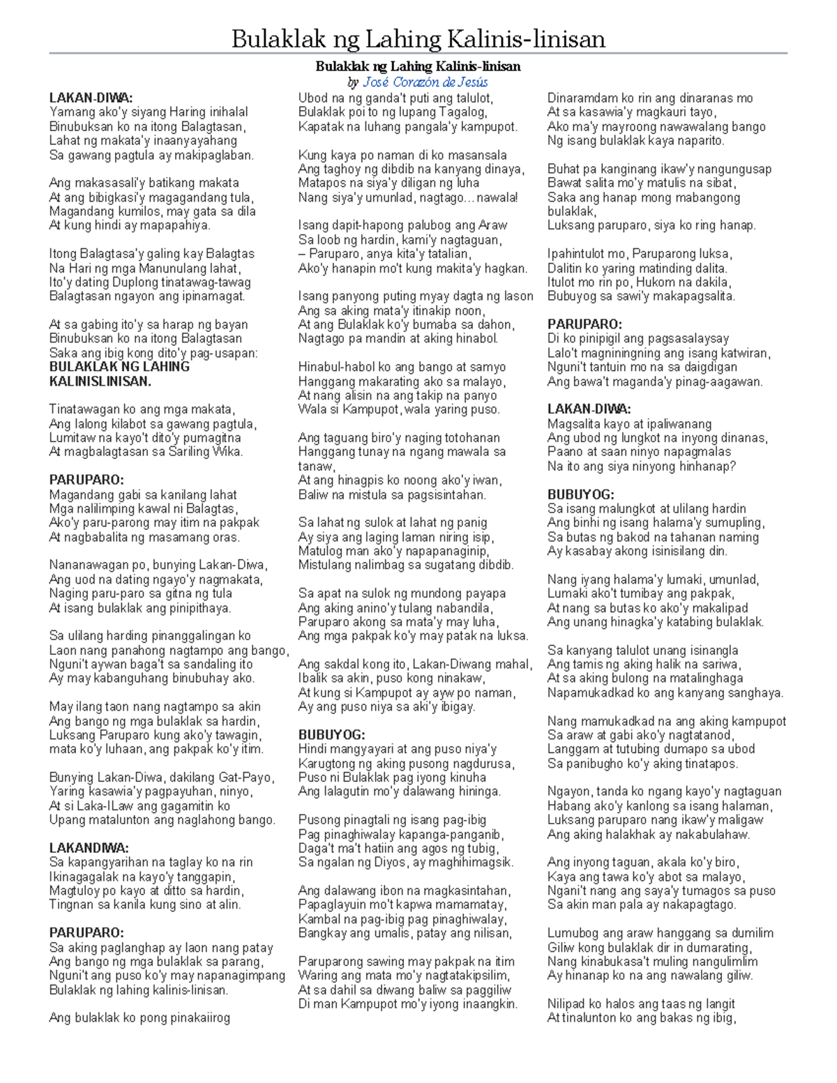 Bulaklak ng Lahing Kalinis - Bulaklak ng Lahing Kalinis-linisan ...