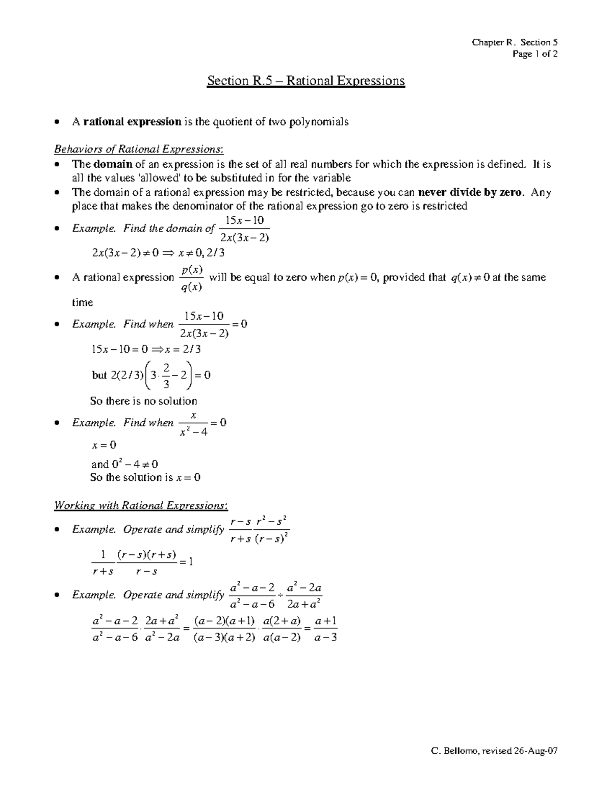 Ch00-Sect05 MATH 124 College Algebra - Chapter R. Section 5 Page 1 of 2 ...