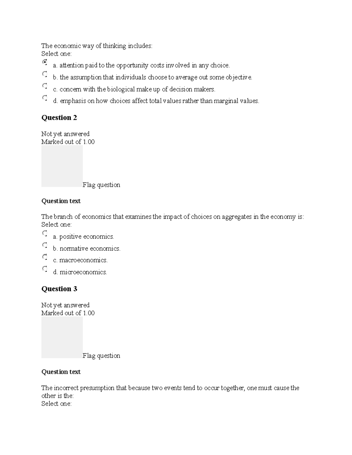 Economic Way of Thinking and Macroeconomics Quiz - Studocu