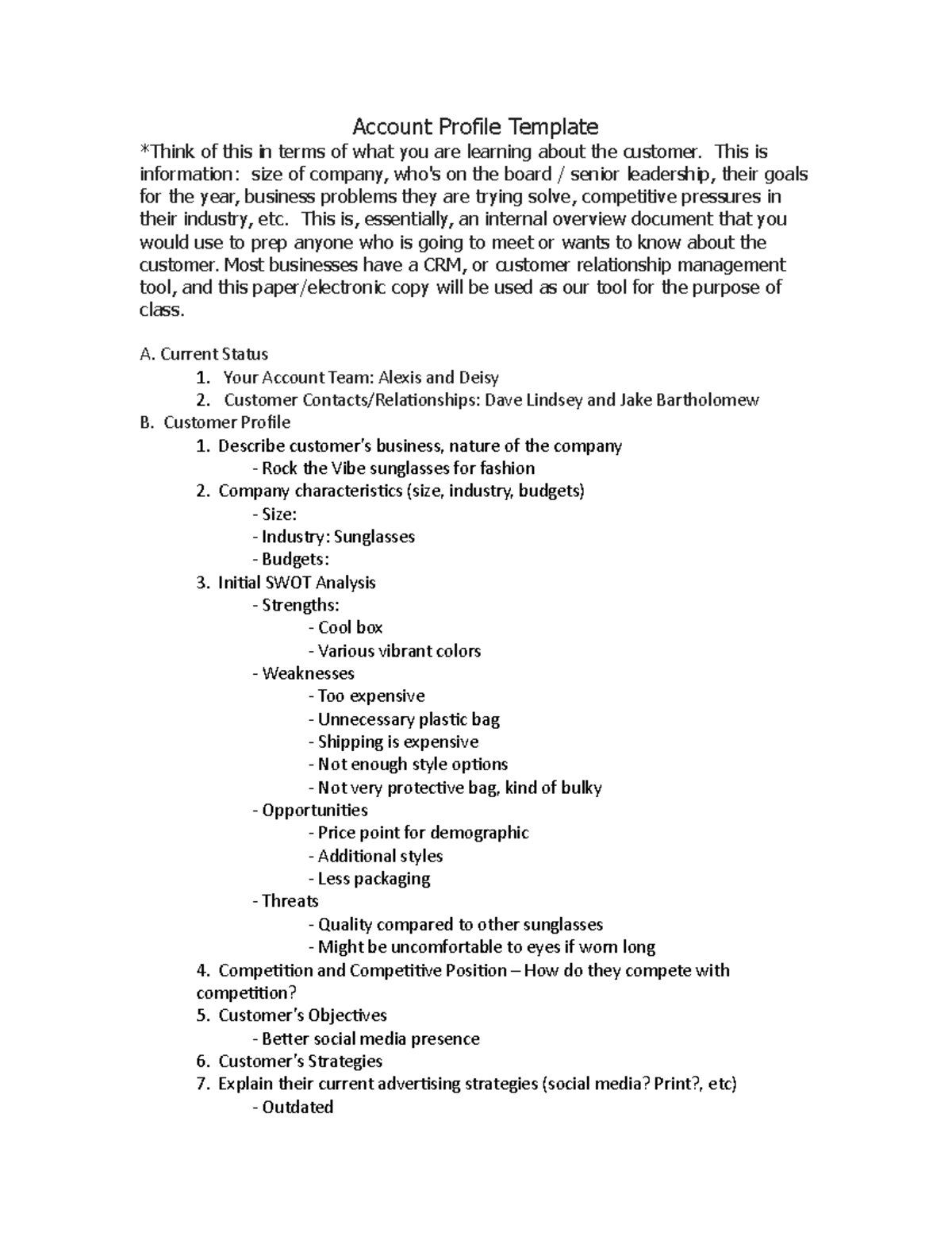 340 Account Profile - This was an assignment. - Account Profile ...