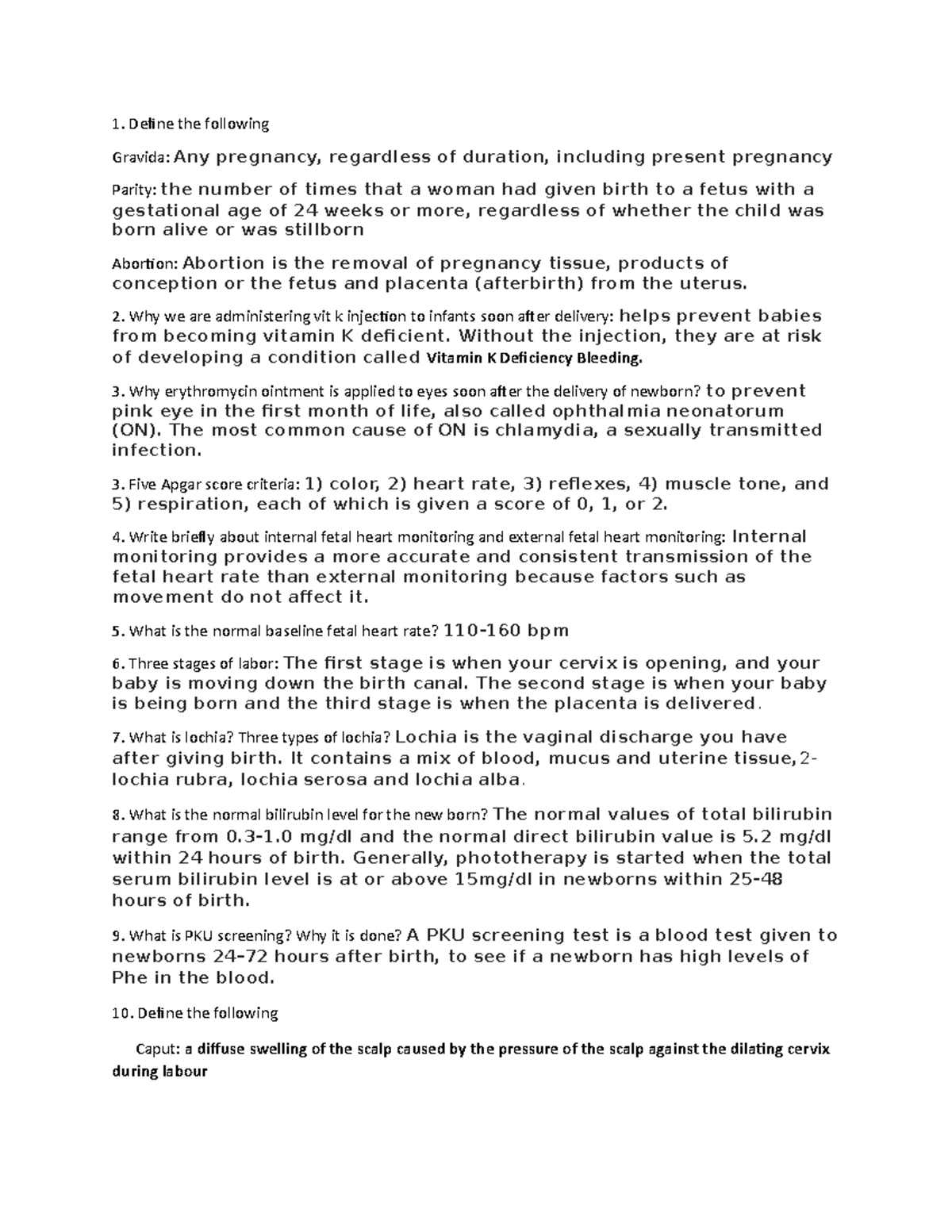 Terminologies OB - This is a summary of the most important terms to ...