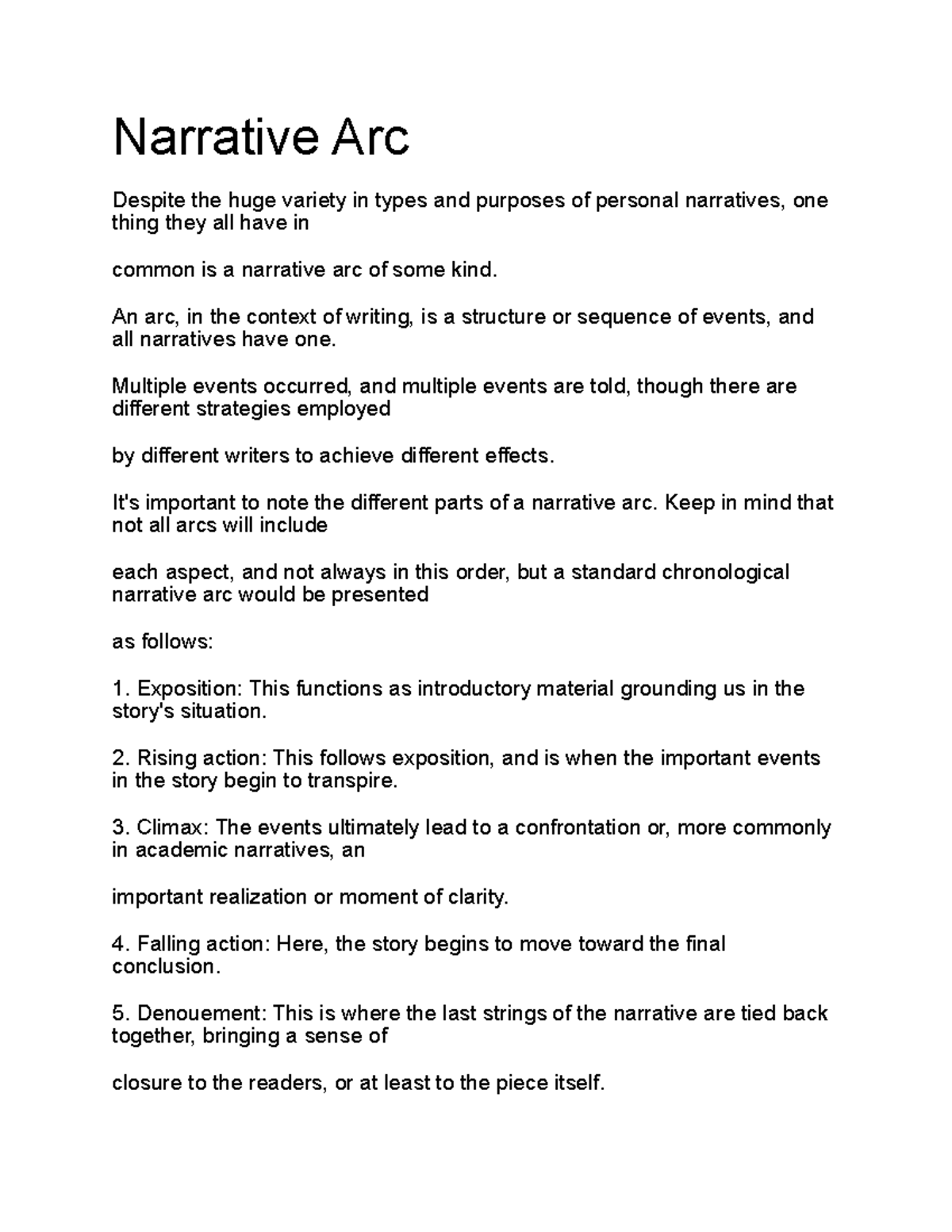 Narrative Arc - Composition I - Narrative Arc Despite the huge variety ...