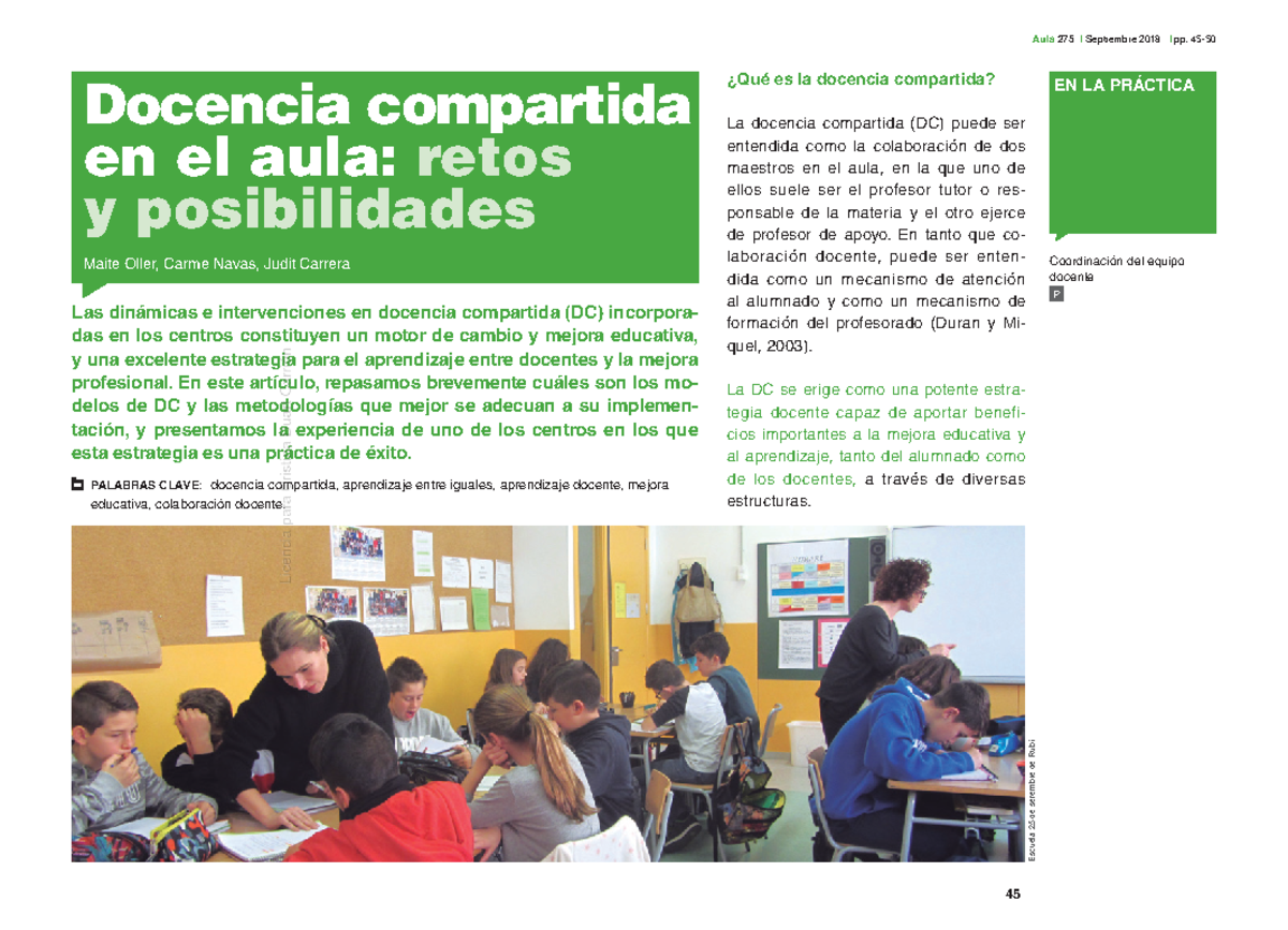 Oller María. Docencia Compartida en el aula - ¿Qué es la docencia ...