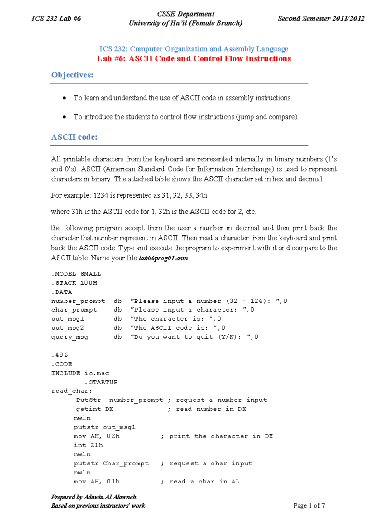 ICS232 Lab06 2012 02 - Laboratory Activity - ( $ )$ ) +) " - Studocu