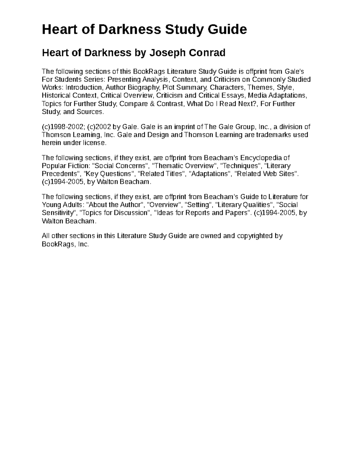 Heart of Darkness by Joseph Conrad Study - Heart of Darkness Study ...