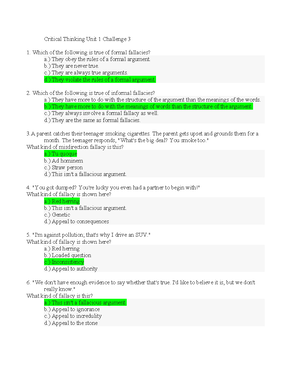 Critical Thinking Unit 2 Challenge 1 - Critical Thinking Unit 2 ...