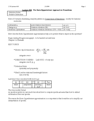 Lec 2 - lecture 2 notes with formulas and math examples of Molecular ...