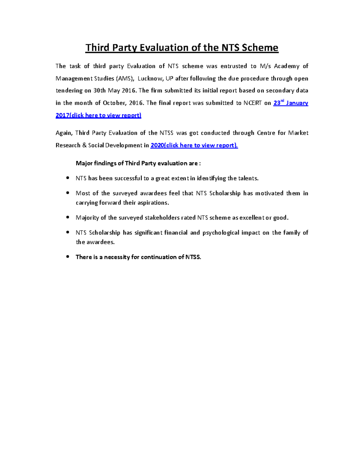 Third Party Evaluation NTS - The firm submitted its initial report ...