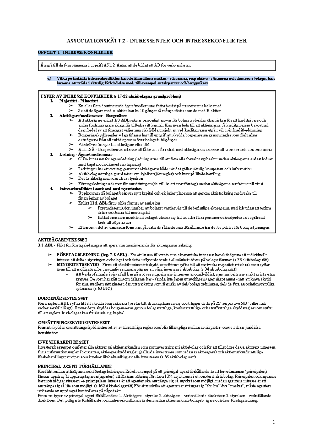 Associationsrätt 2 - Intressenter och intressekonflikter ...