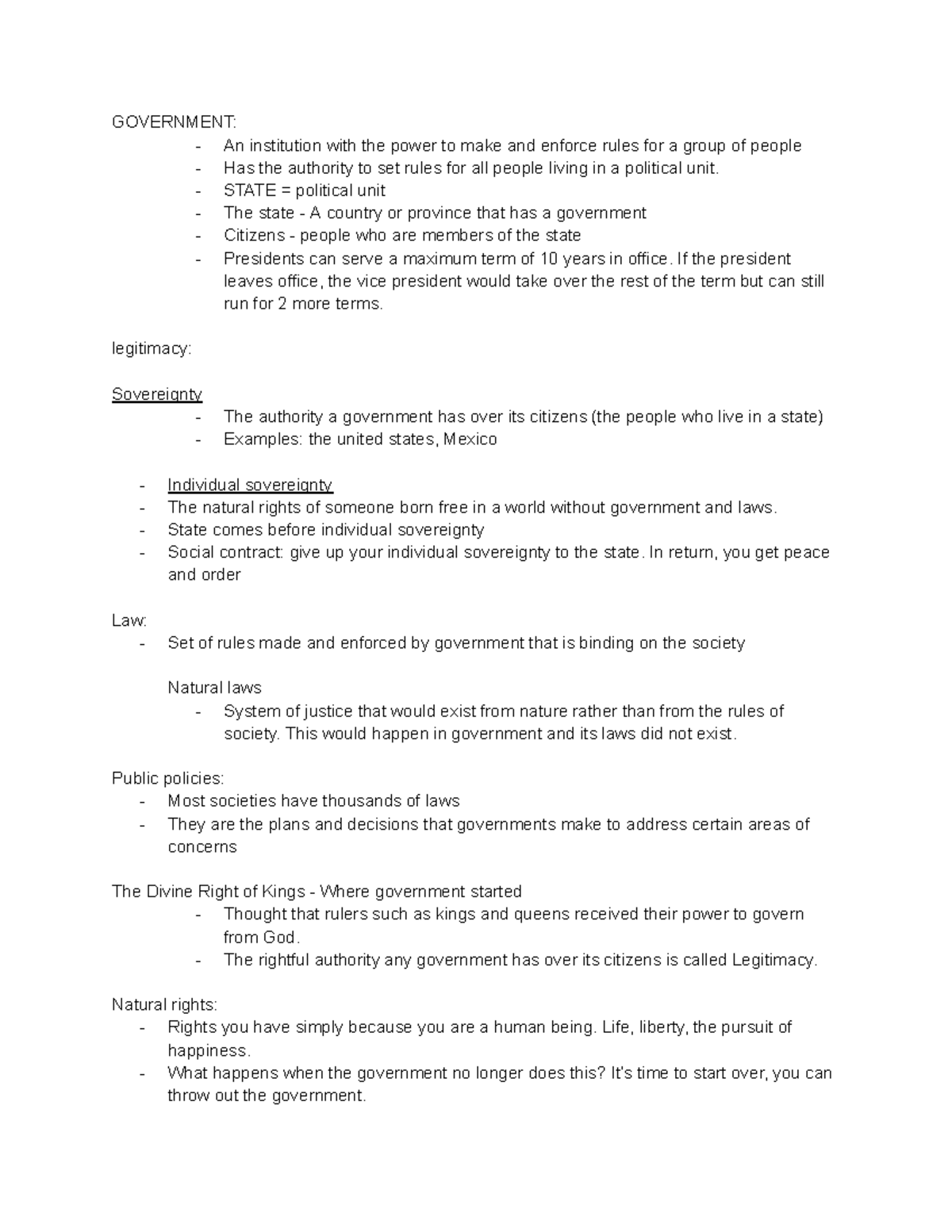 History notes - Origins of Government - GOVERNMENT: An institution with ...