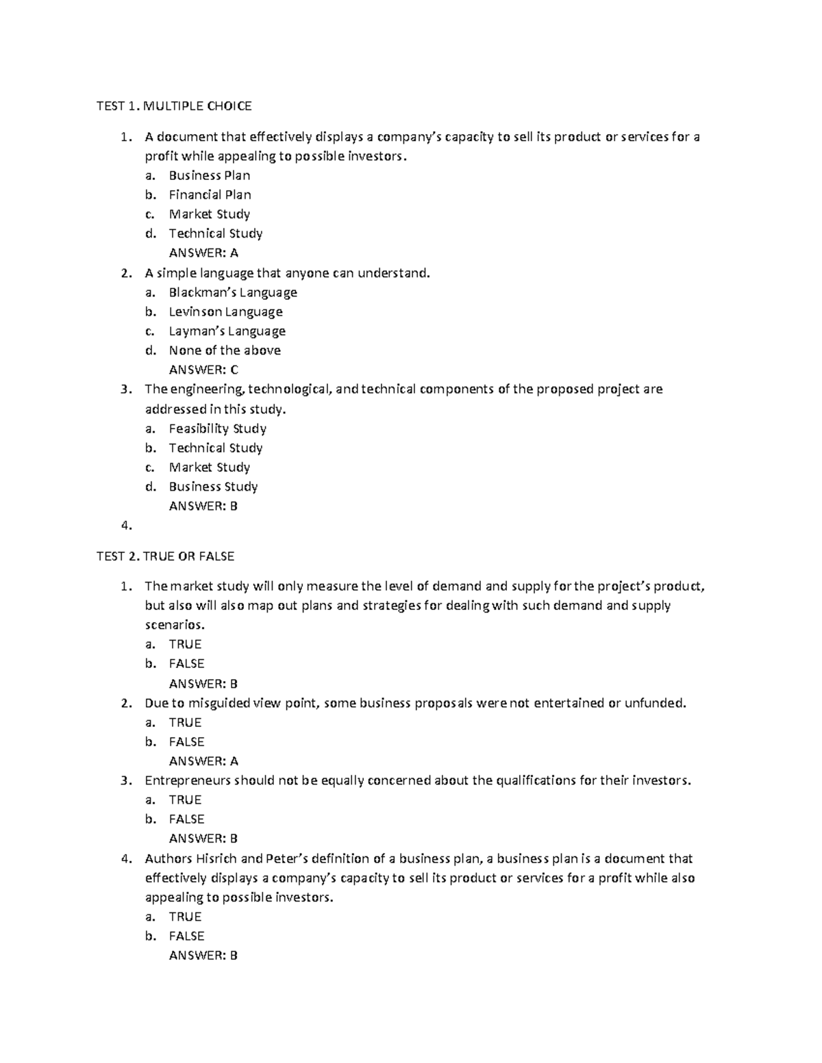 Techno QUIZ - TEST 1. MULTIPLE CHOICE A document that effectively ...