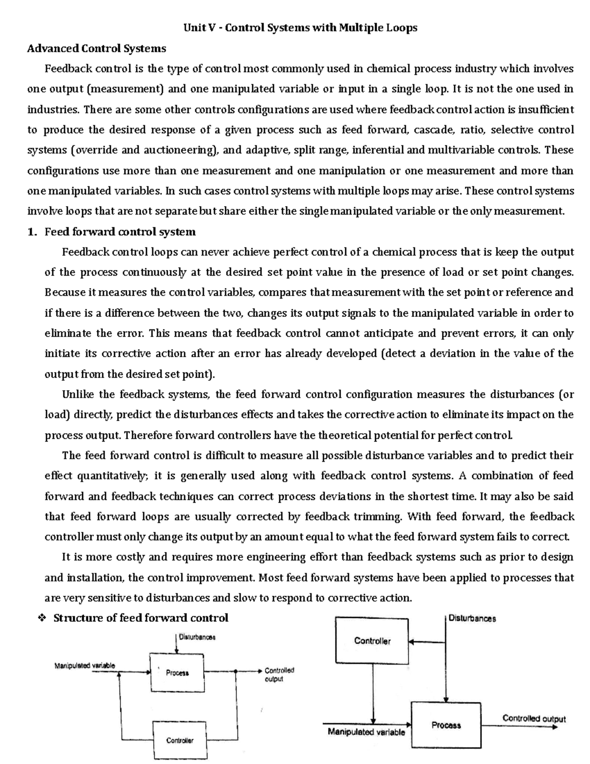 Unit V - Advanced Control Systems Types - Unit V - Control Systems with ...