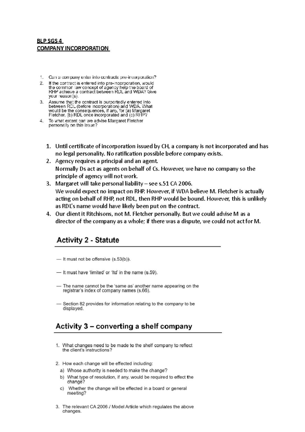 Blp Sgs 4 Blp Sgs 4 Lecture Notes Blp Sgs 4 Company Incorporation