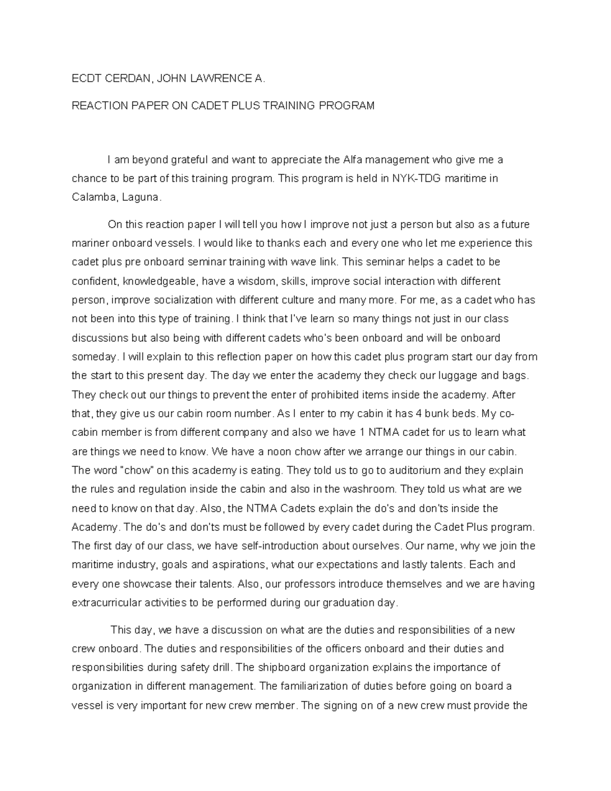 ECDT Cerdan, J.L.A. Reaction Paper - ECDT CERDAN, JOHN LAWRENCE A ...