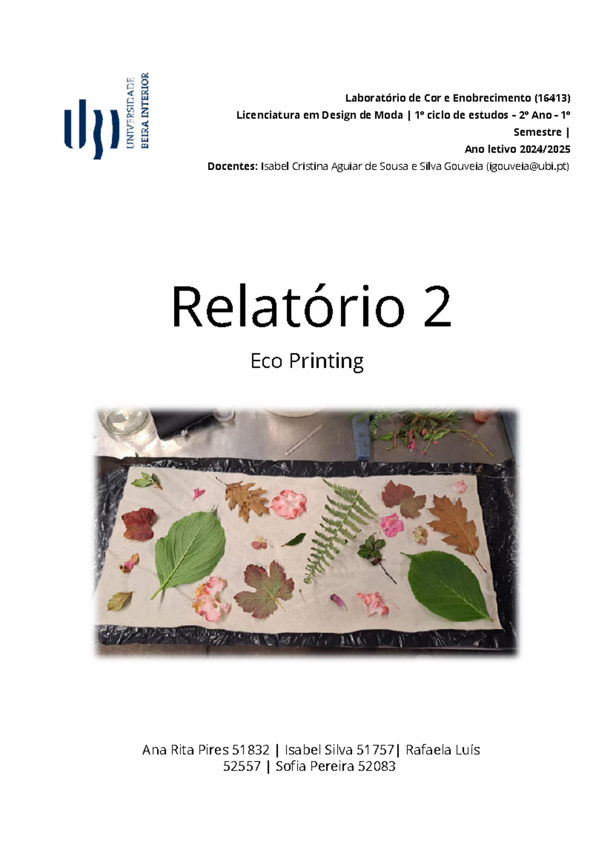 2º Relatório de cor Eco Printing - Laboratório de Cor e Enobrecimento ...
