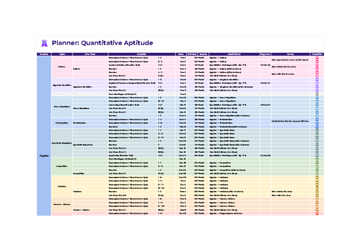Nov Batch Live Schedule - Quants Planner - Planner: Quantitative ...