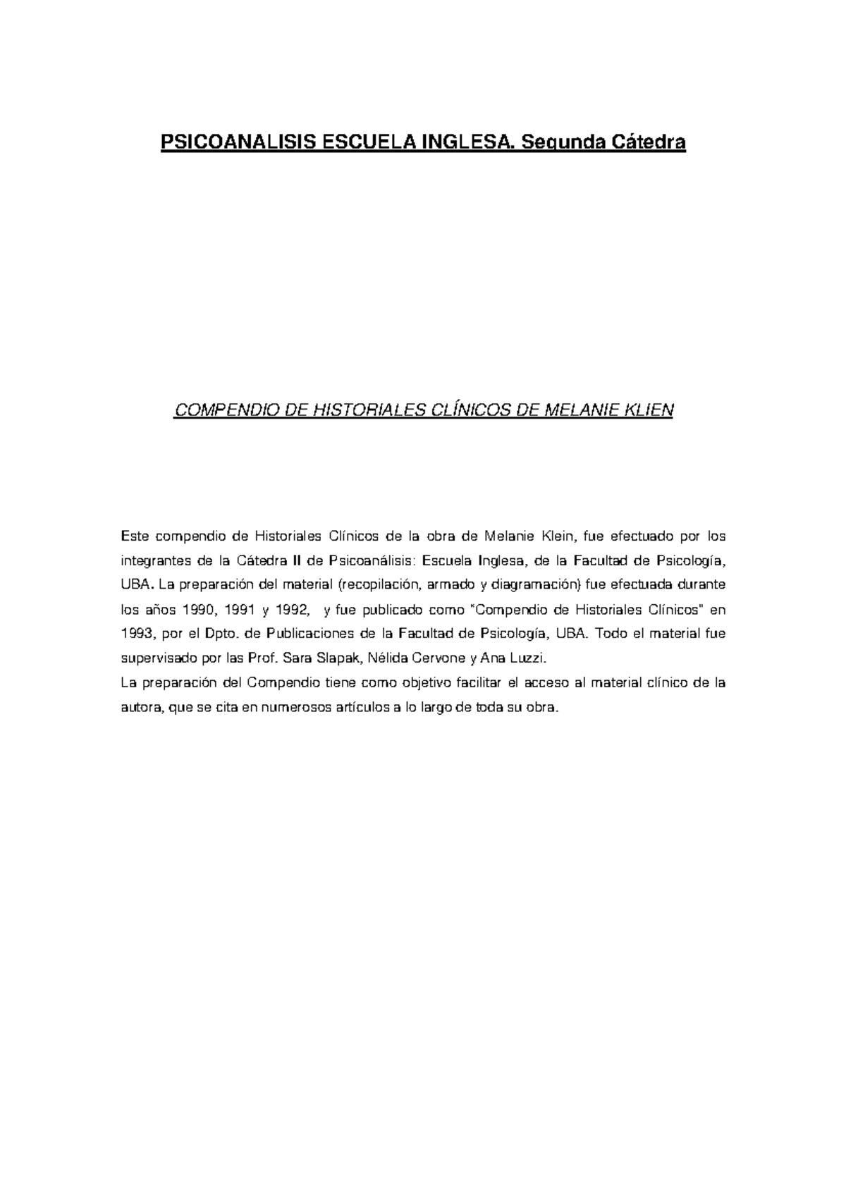 Casos Melanie Klein - nm,nm,n, dfdfg - PSICOANALISIS ESCUELA INGLESA ...