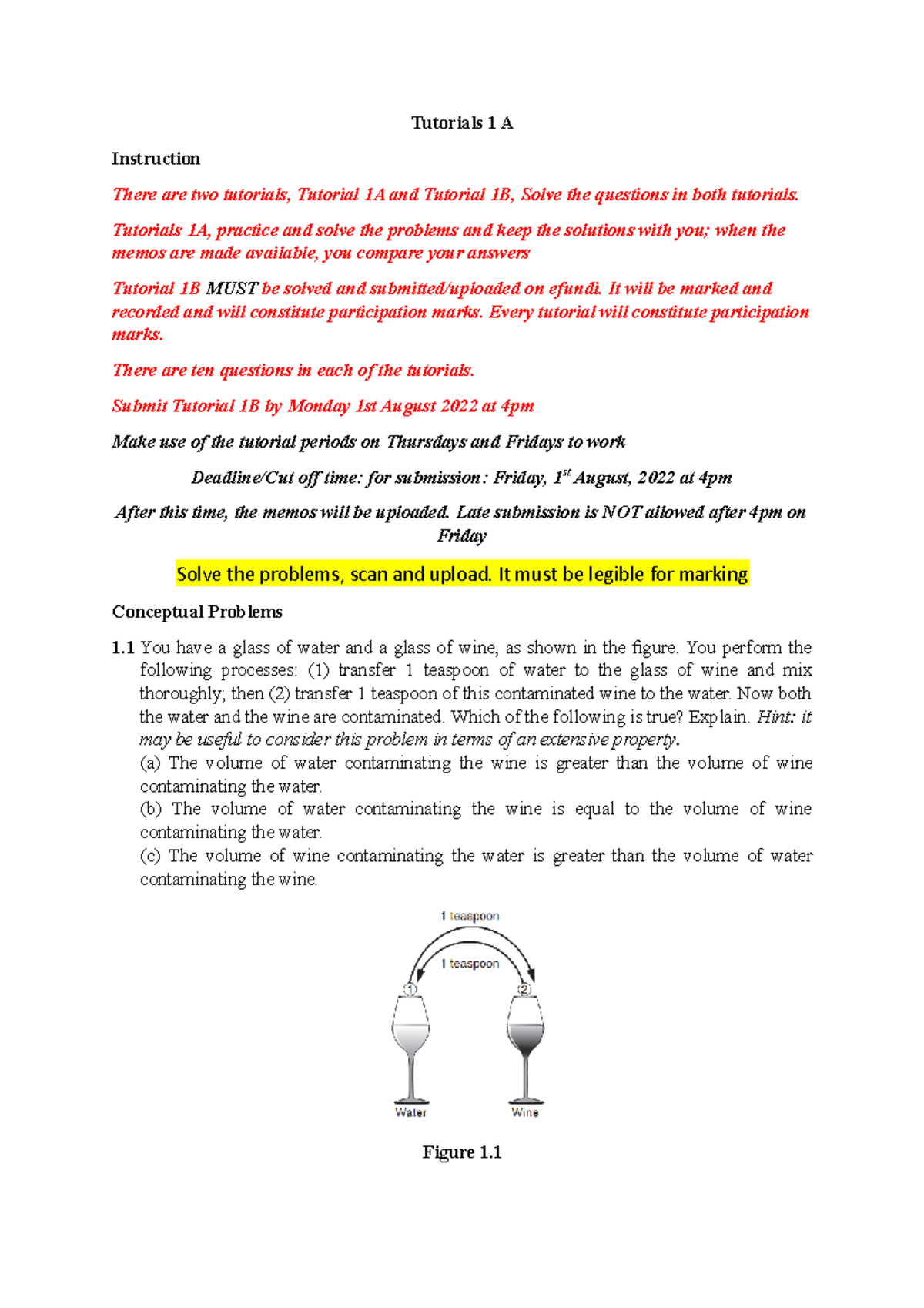 Tutorial 1 A and B - Exercises for Chemical Thermodynamics 1 ...