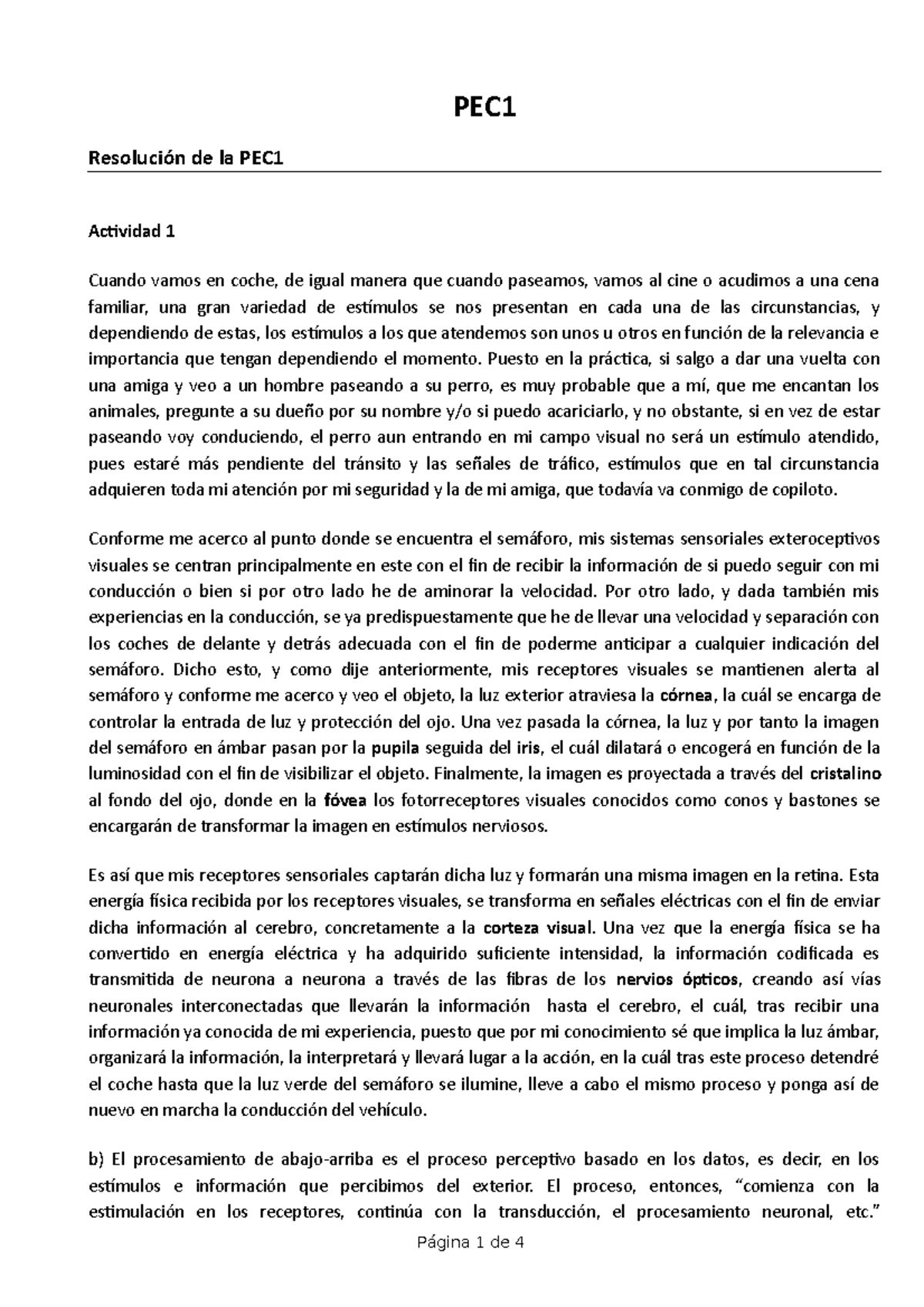 PSI PERC PEC 1 - Realización de la PEC 1 de la asignatura Psicología de ...