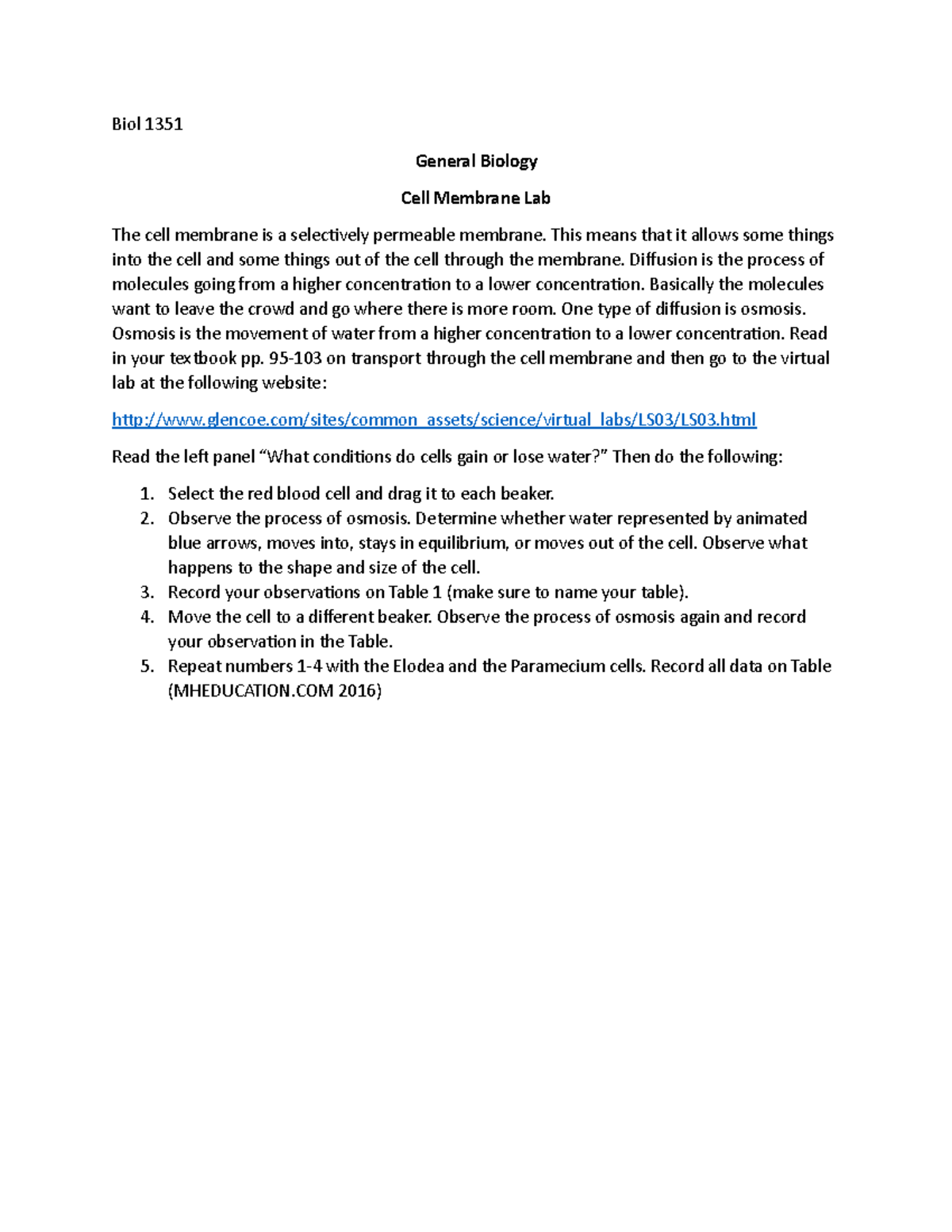 Cell+membrane+lab - Included in document. - Biol 1351 General Biology ...