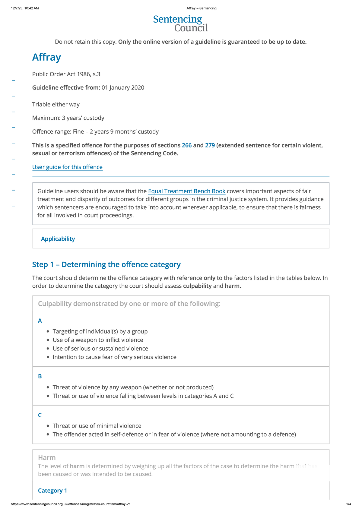 Affray – Sentencing - laq - Do not retain this copy. Only the online ...