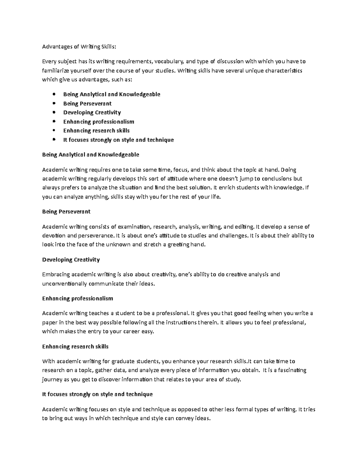 Eng Presentation - Ny work - Advantages of Writing Skills: Every ...