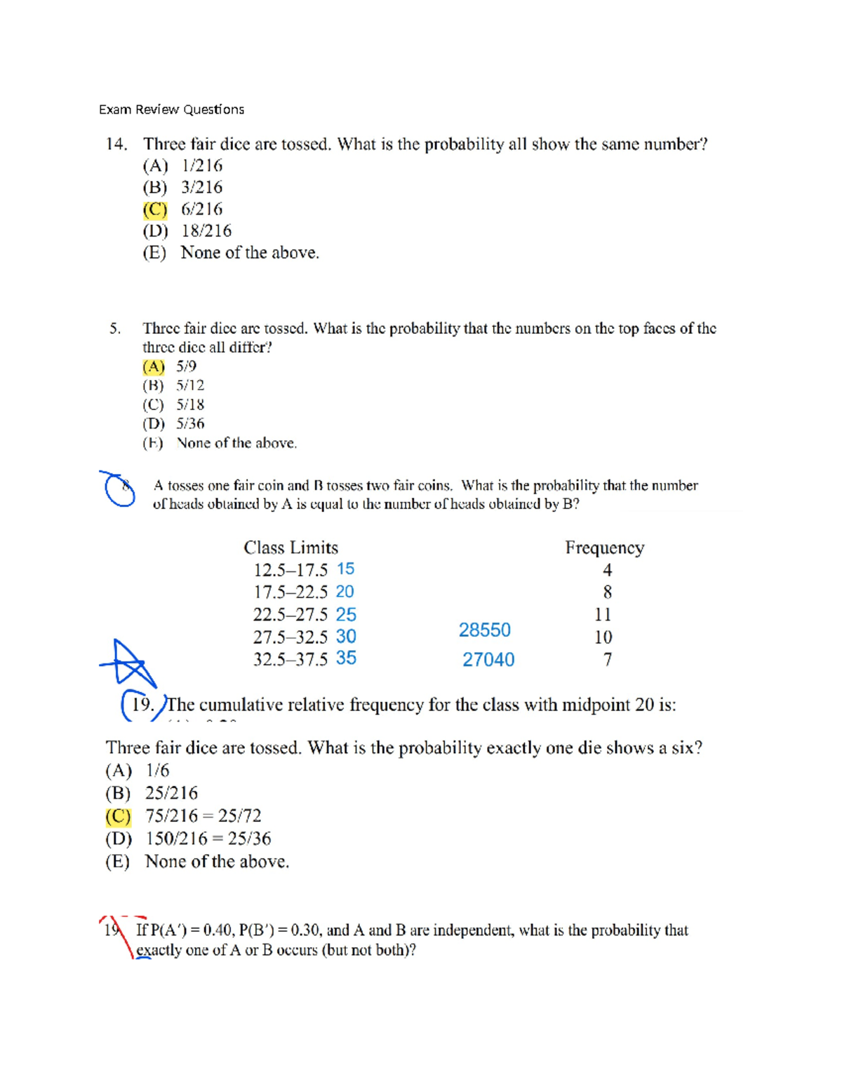 Exam Review Questions - STAT 2040 - Studocu
