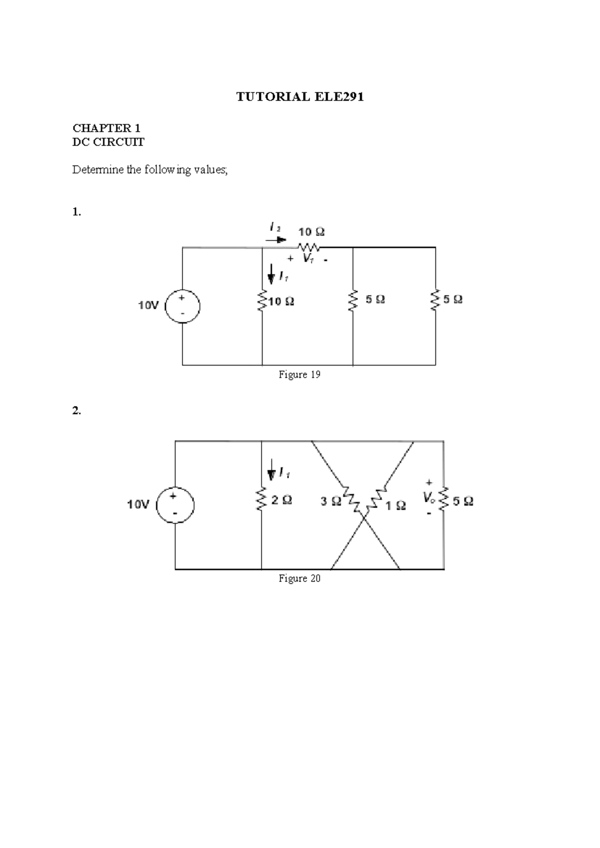 Tutorial ELE291 - TUTORIAL ELE CHAPTER 1 DC CIRCUIT Determine the ...