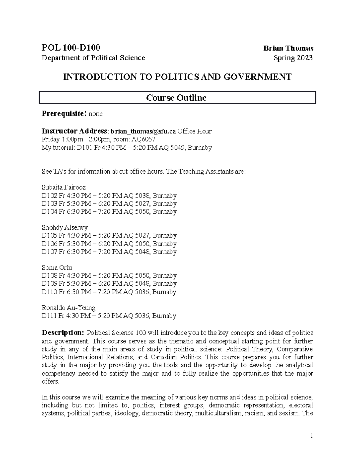 POL 100 Syllabus - POL 100-D100 Brian Thomas Department of Political ...