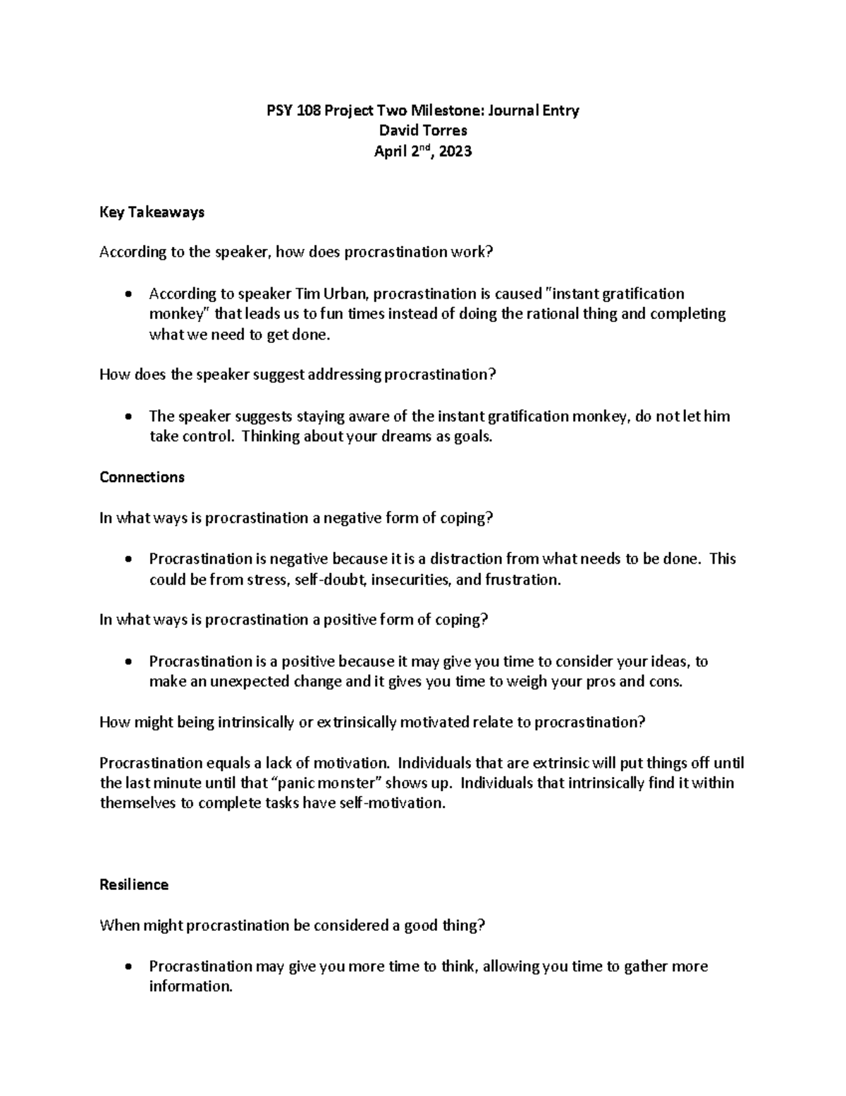 PSY 108 Project Two Milestone - How does the speaker suggest addressing ...