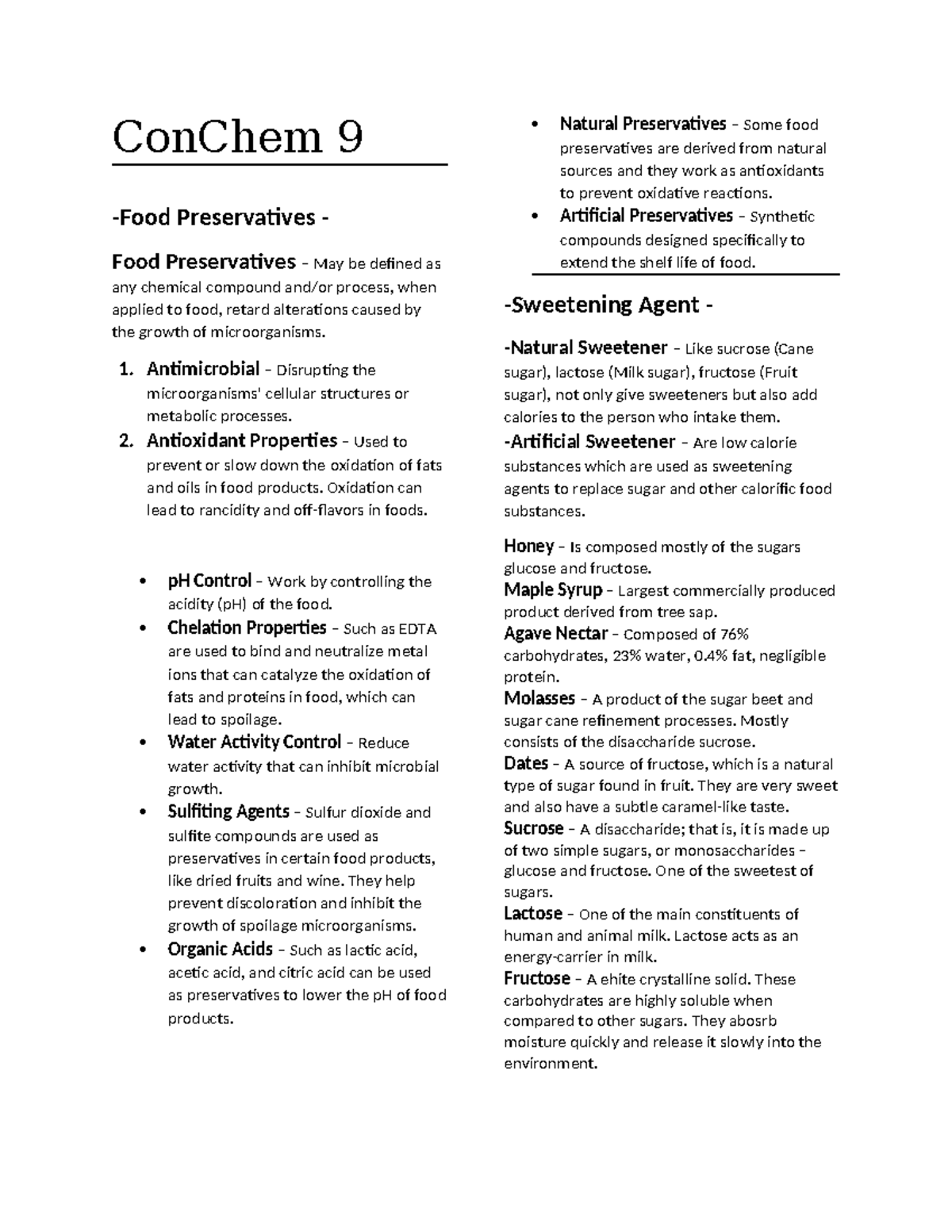 Con Chem 9 - Q2 - ConChem 9 -Food Preservatives - Food Preservatives ...