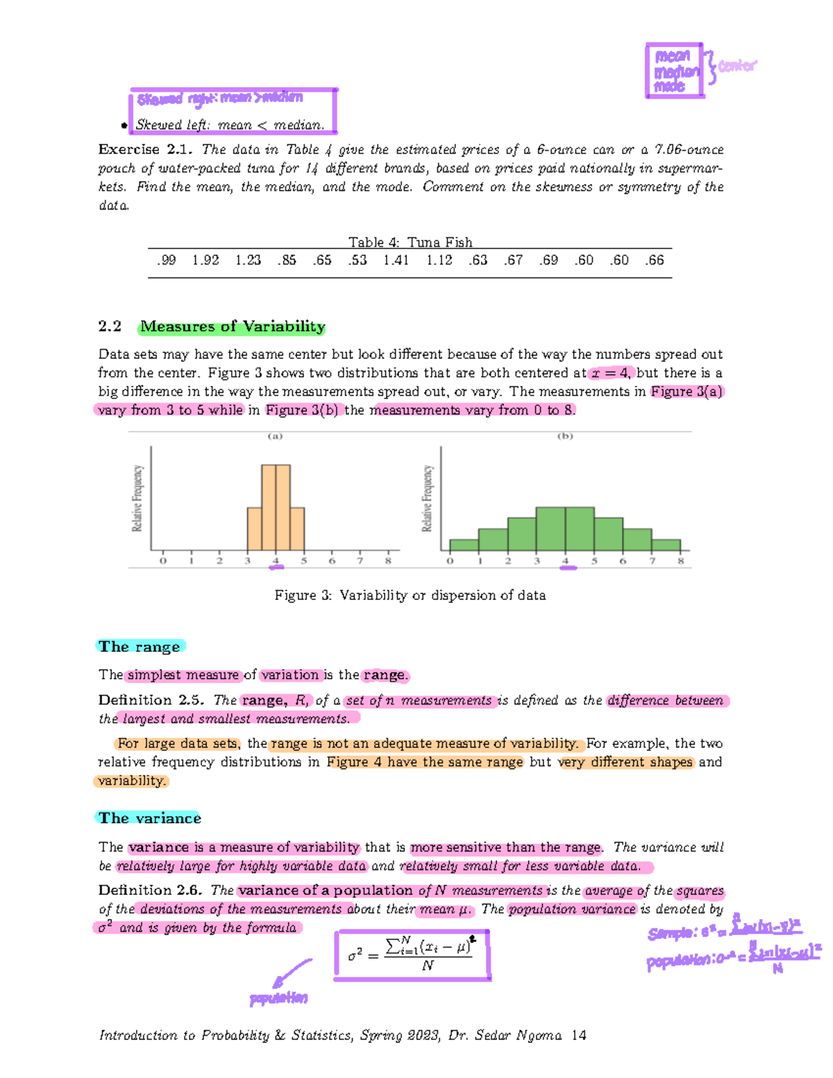Lecture Note 1 - Describing Data with Numerical Measures - Skewed left: mean