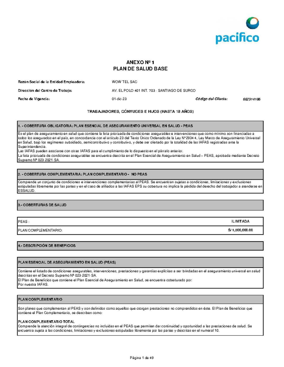 PLAN EPS - 602314186 PEAS : PLAN COMPLEMENTARIO: Son planes que complementan al PEAS y son ...