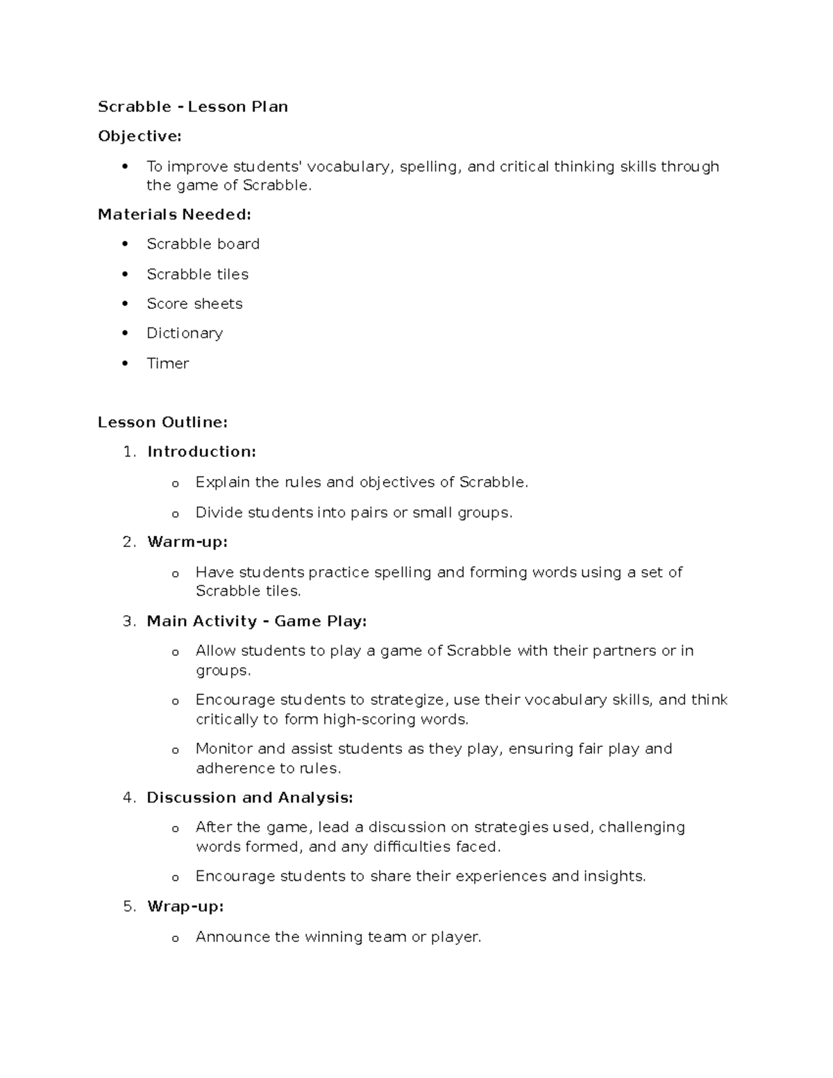 LP - Scrabble - learning materials for P.E it include some of the ...