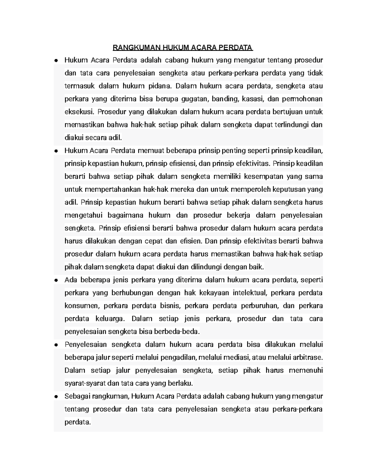 Rangkuman Hukum Acara Perdata - RANGKUMAN HUKUM ACARA PERDATA Hukum ...