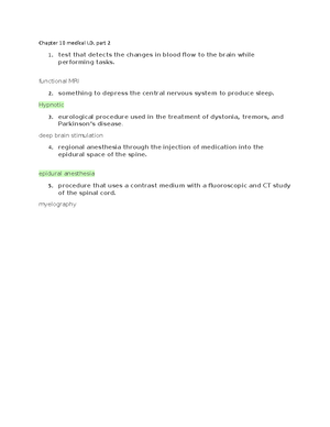 Chapter 10- nervous system - Chapter 10- the nervous system Word Parts ...