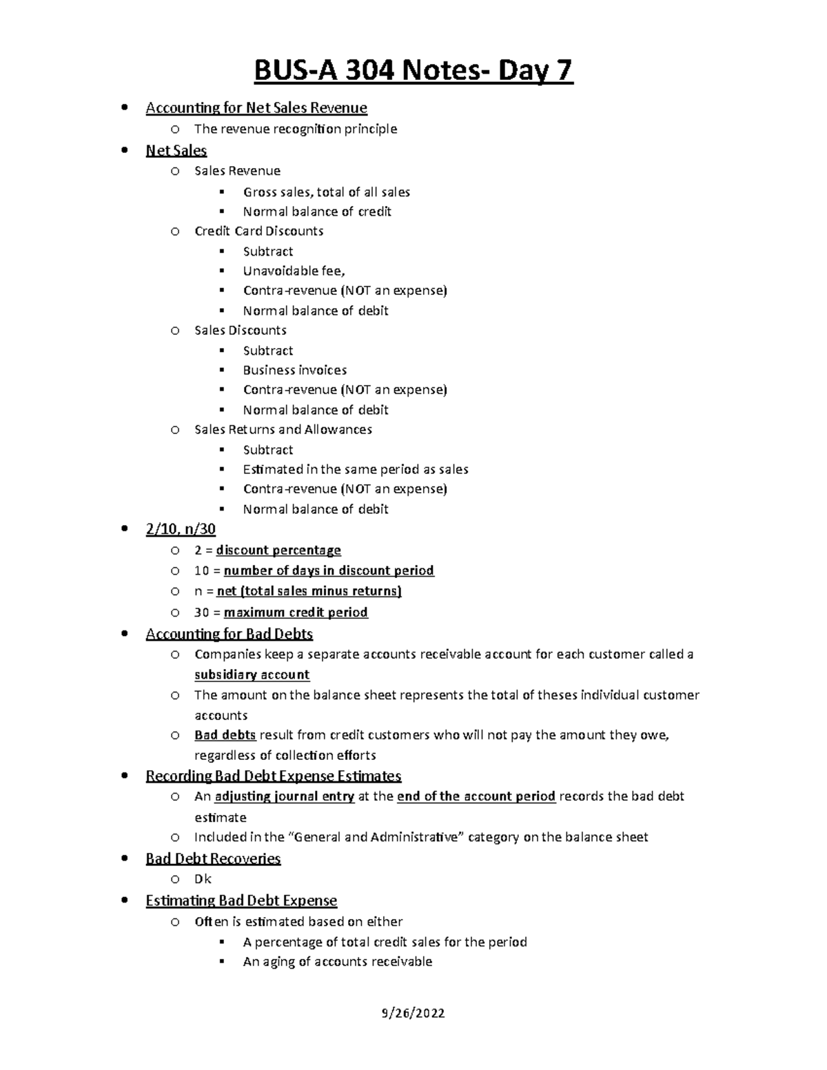BUS-A 304 Notes- Day 7 - Tanya Carson - BUS-A 304 Notes- Day 7 ...